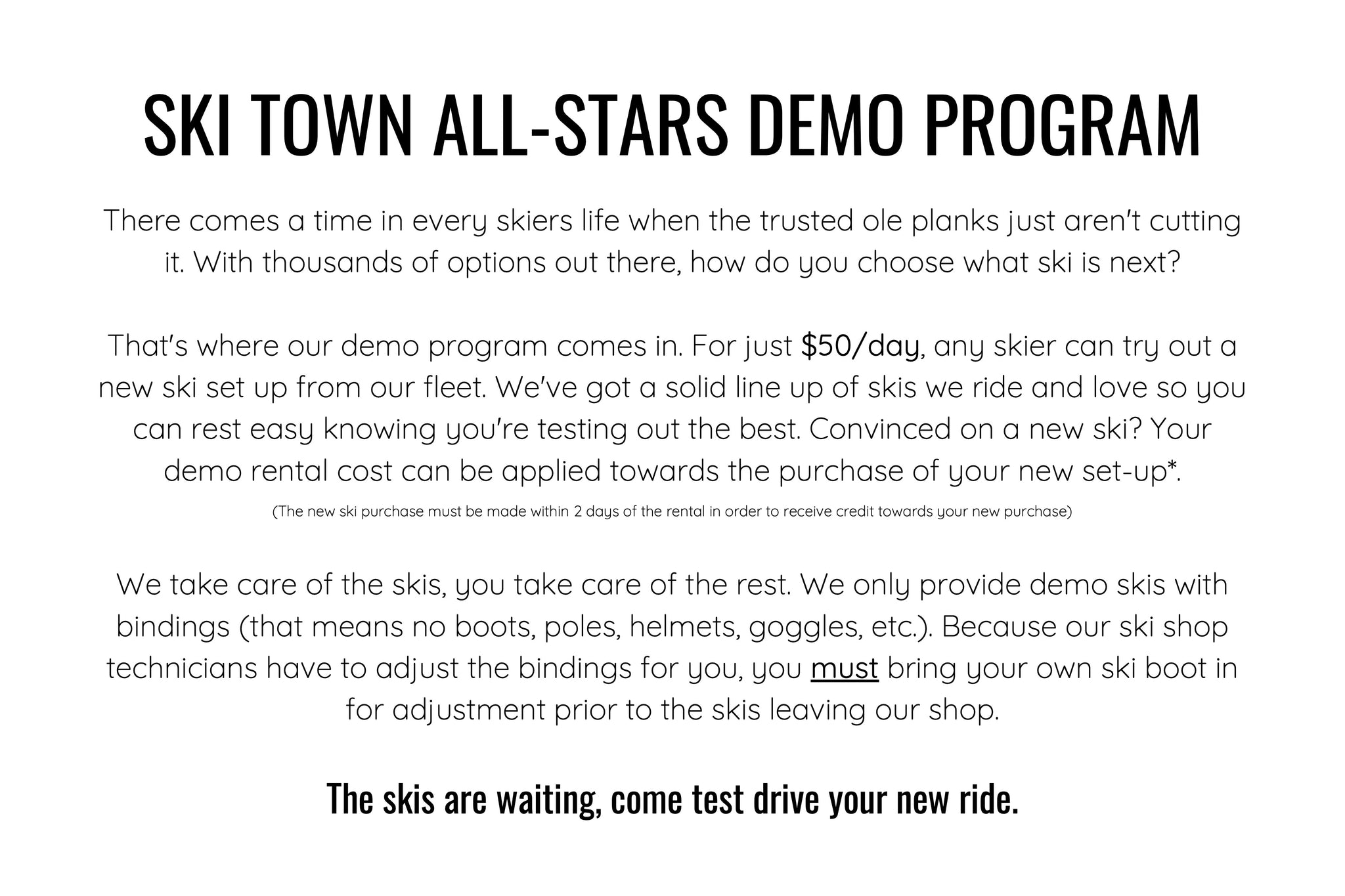 STAS Ski Demo Program – Ski Town All-Stars